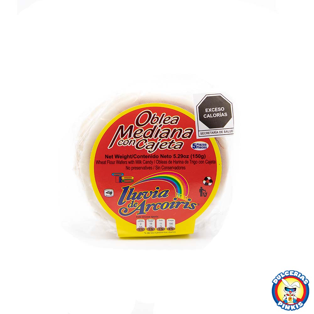 Arcoiris Oblea con Cajeta Mediana 5pc | Obleas