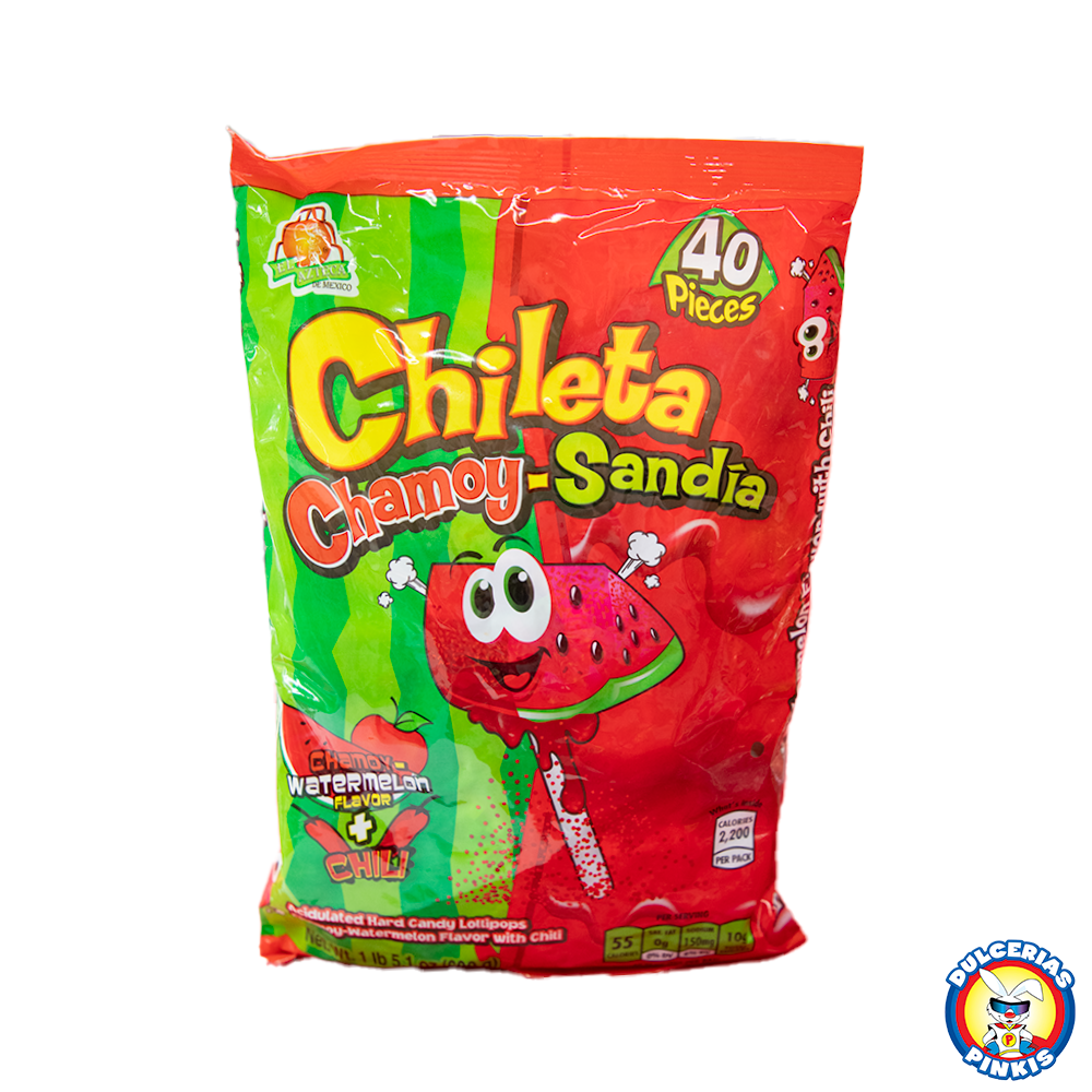 Chileta Chamoy-Sandia 40pc | Get A Mexican Lollipop in Our Online Store
